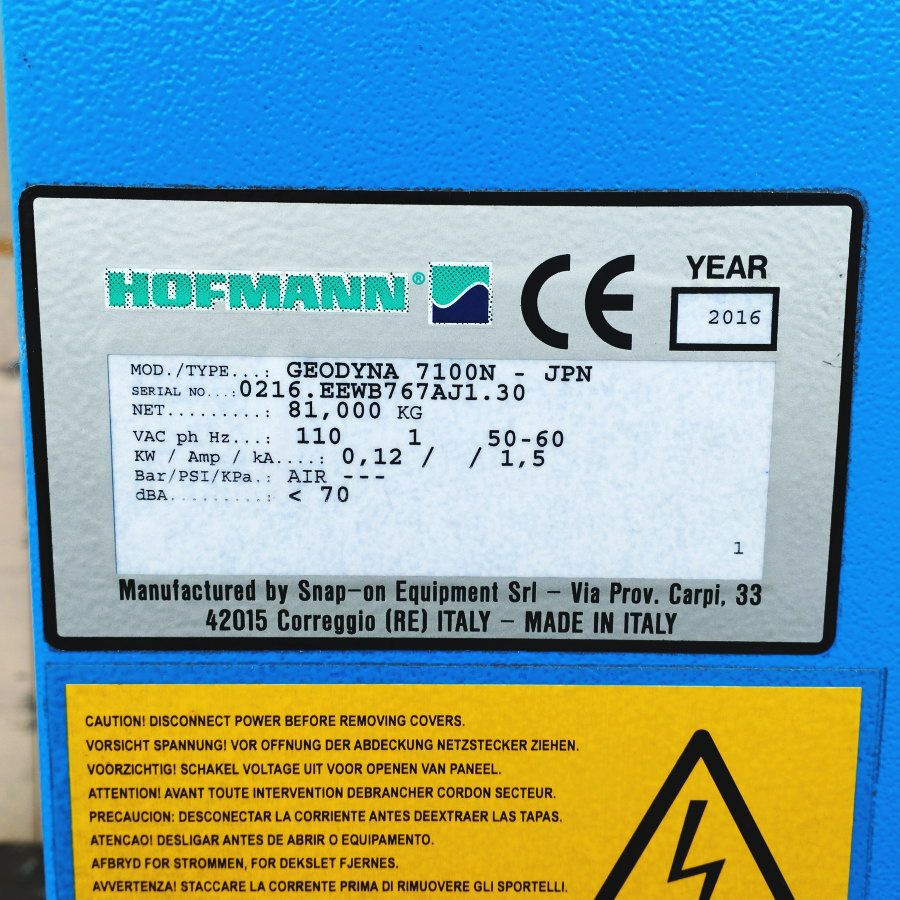 HOFMANN ホフマン GEODYNA 7100N ～25インチ ホイールバランサー 単相100V | 機械工具のMugendouネットショップ